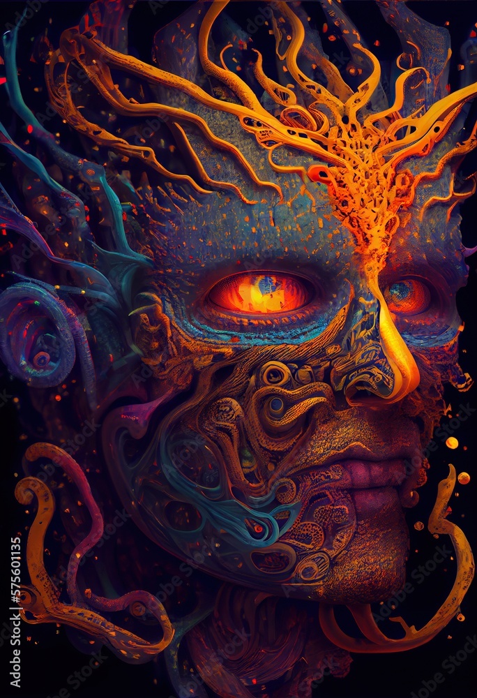 Generative AI illustration of higher, yoga relax chill out dmt visions ...