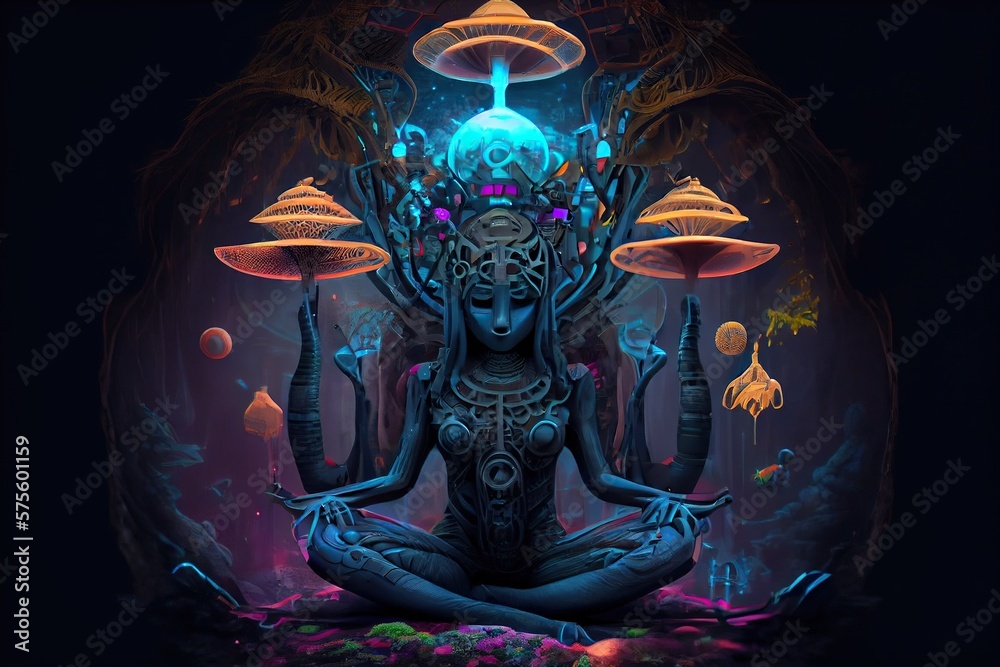 Generative AI illustration of higher, yoga relax chill out dmt visions ...