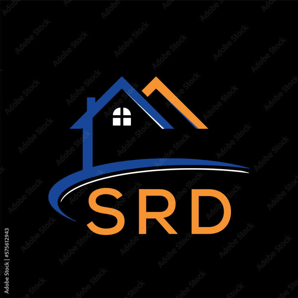 Vetor de SRD house logo, letter logo. SRD blue image on black ...