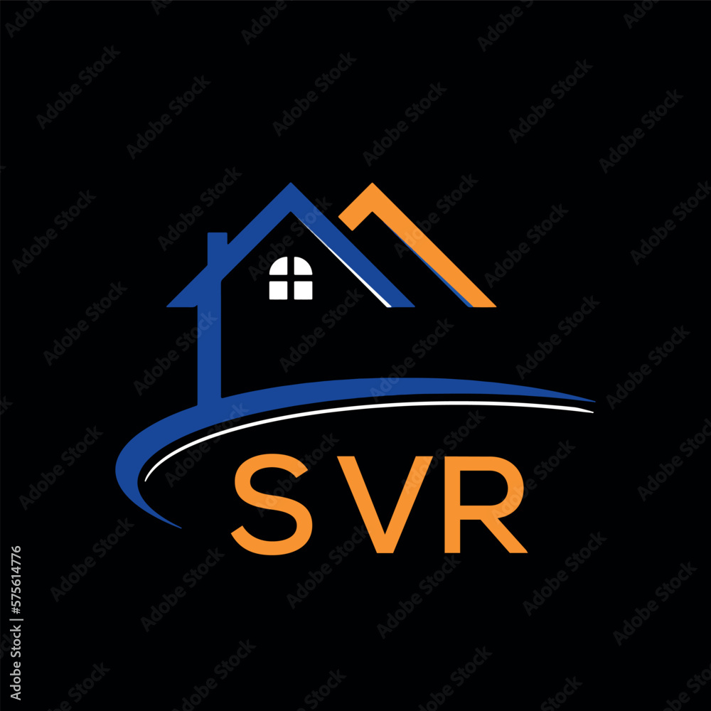 Vetor de SVR house logo, letter logo. SVR blue image on black ...