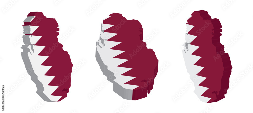 Realistic 3D Map of Qatar Vector Design Template Stock Vector | Adobe Stock