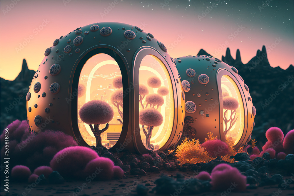 Ecological design of the village of the future. Futuristic architecture ...