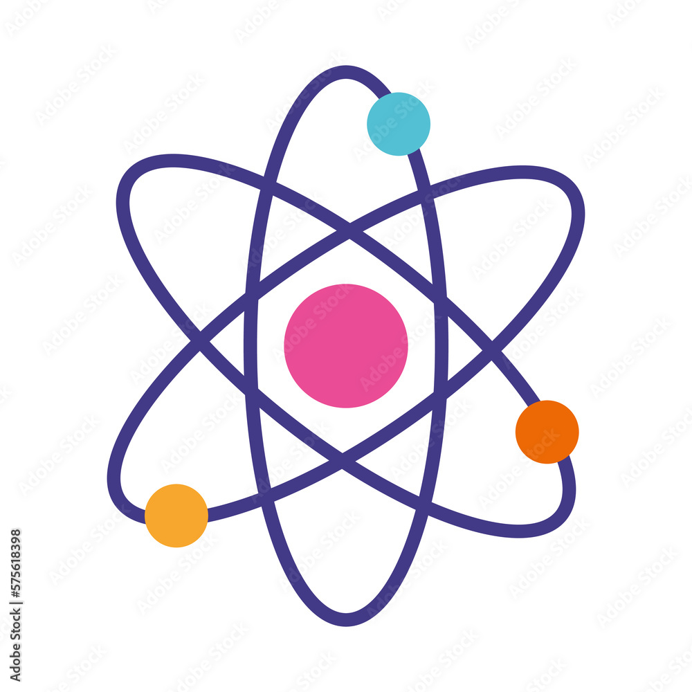 Vector science icon model of atom. Atomic nucleus structure ...