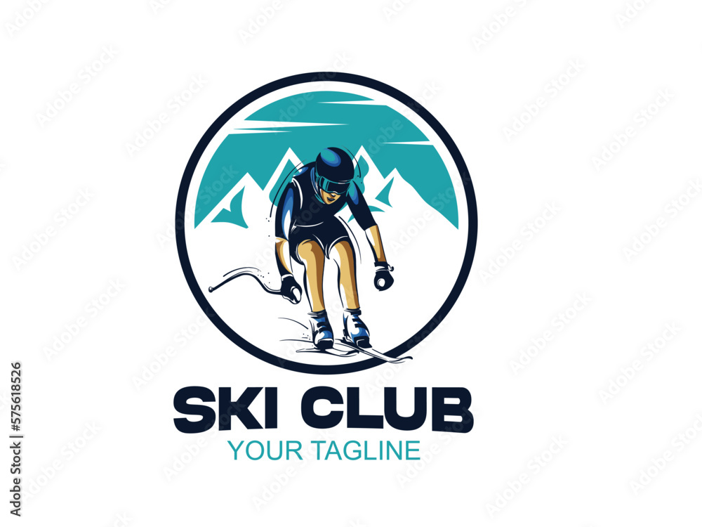 vector set of skiing logos, emblems and design elements Stock Vector ...