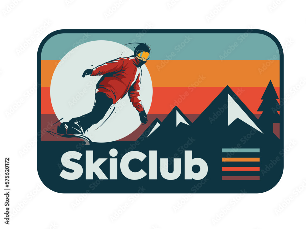 vector set of skiing logos, emblems and design elements Stock Vector ...