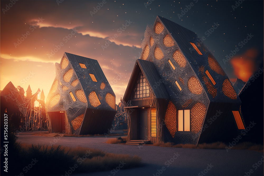 Ecological design of the village of the future. Futuristic architecture ...