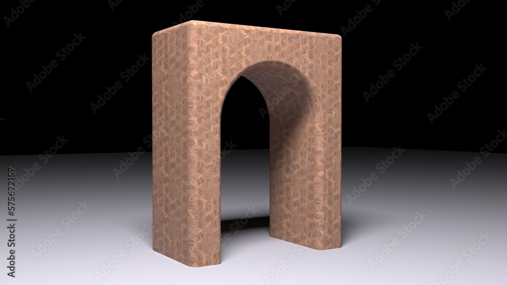 Wood texture arch gateway. Wooden Gateway design isolated on black and ...