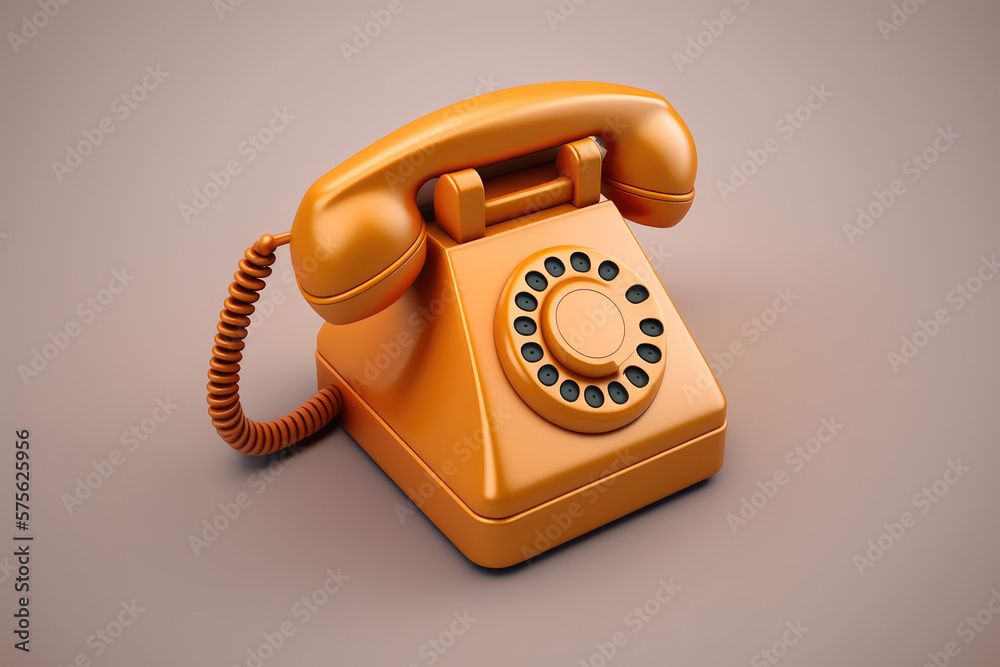 simple 3d vintage old school phone emoji icon render made by generative ...