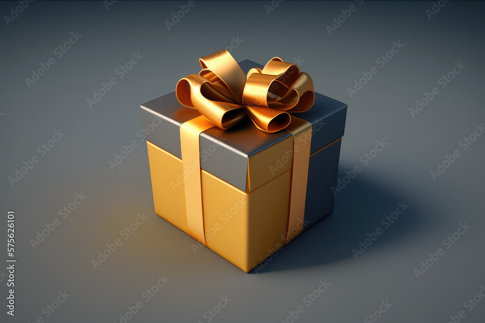 simple 3d gold wrapped gift emoji icon render made by generative ai ...