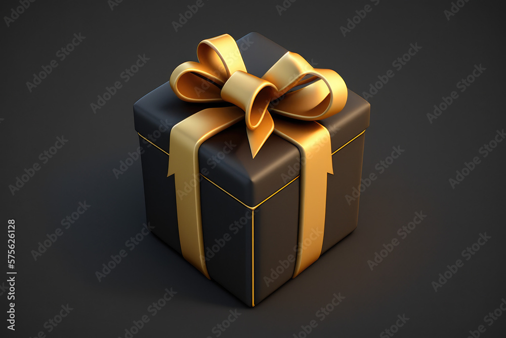 simple 3d gold wrapped gift emoji icon render made by generative ai ...
