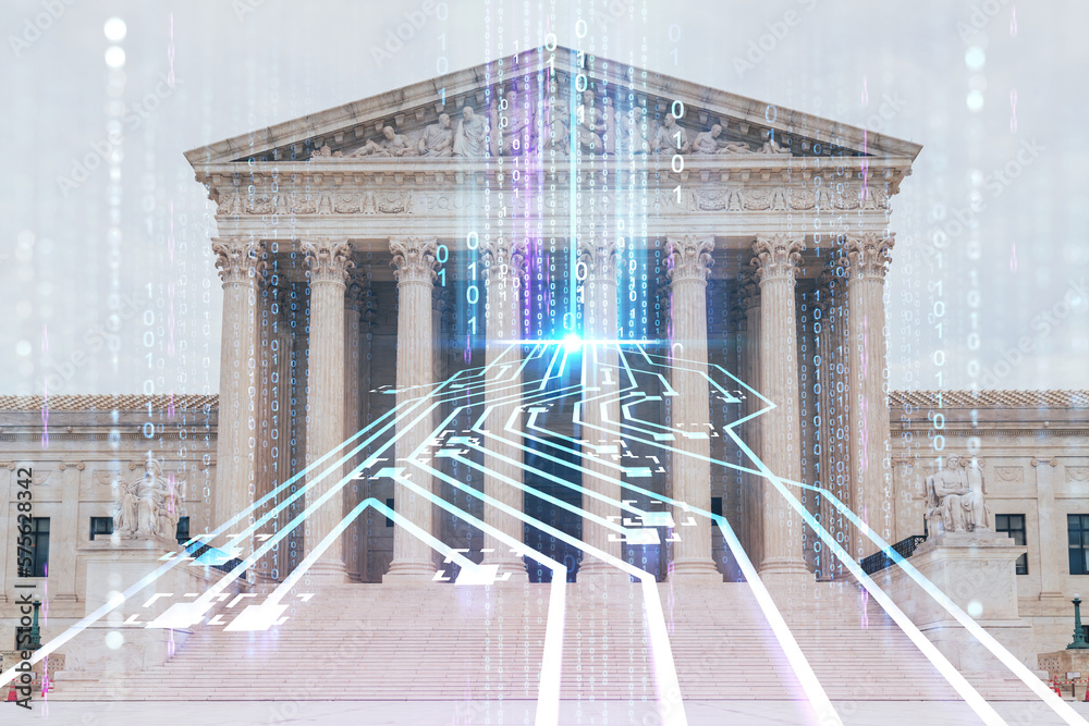 Front view of United States Supreme Court building at day time ...