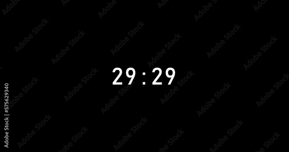 35 seconds digital timer countdown animation is isolated on black ...