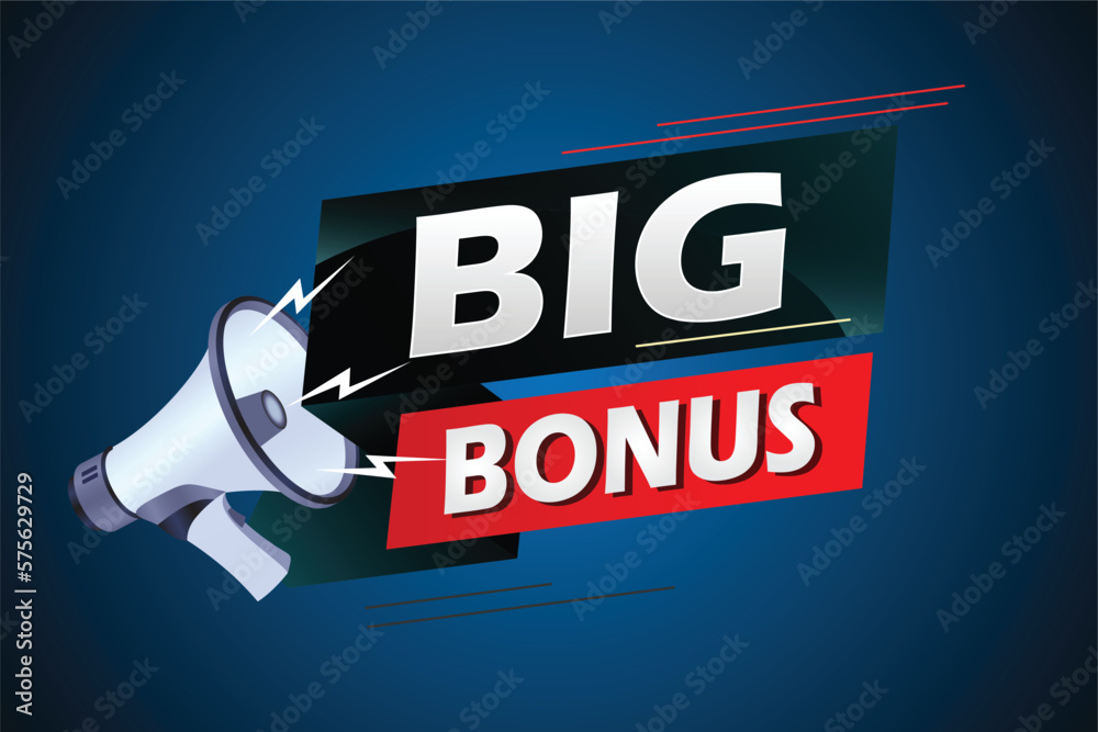 Big bonus word concept vector illustration with megaphone and 3d style ...