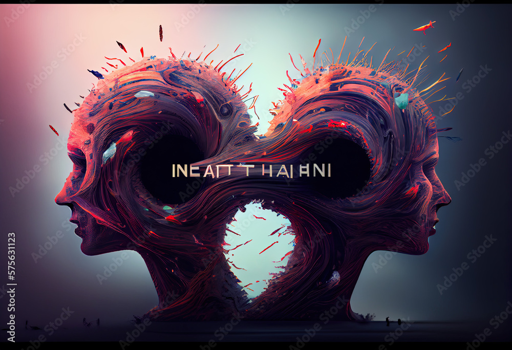 Mental health concept, double face portrait of a human with bipolar ...