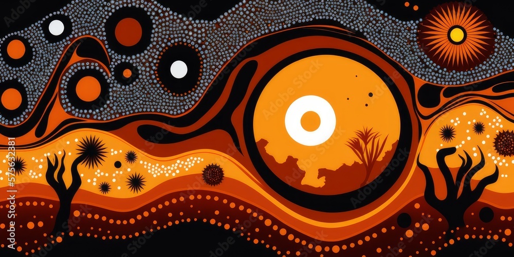 Abstract illustration of the Aboriginal Australian art, dot painting ...