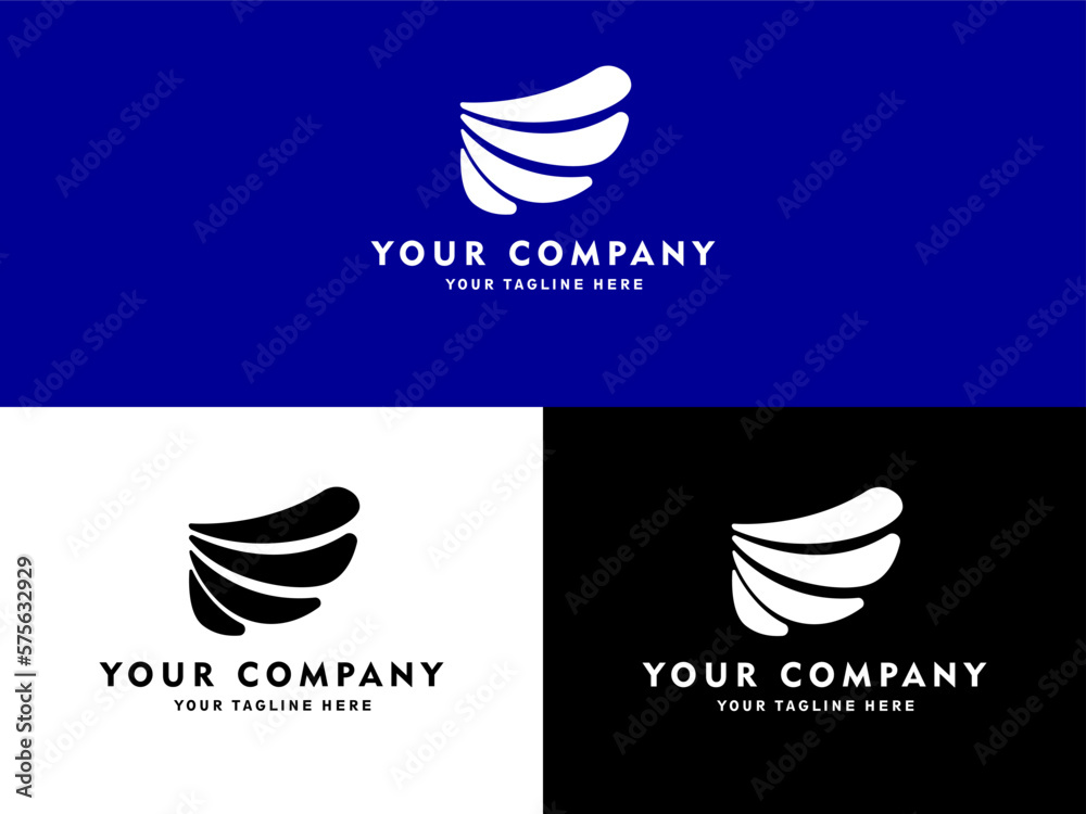 Wings logo template with simple shape and color for business company ...