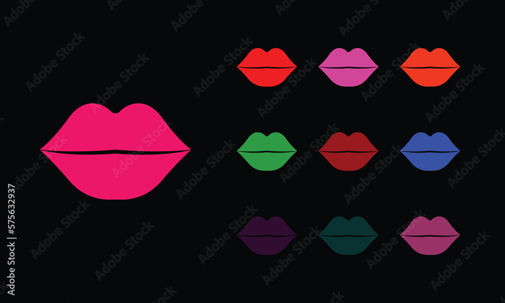 Lips icon. Glowing kiss sign, outline woman lips pictogram Stock Vector ...