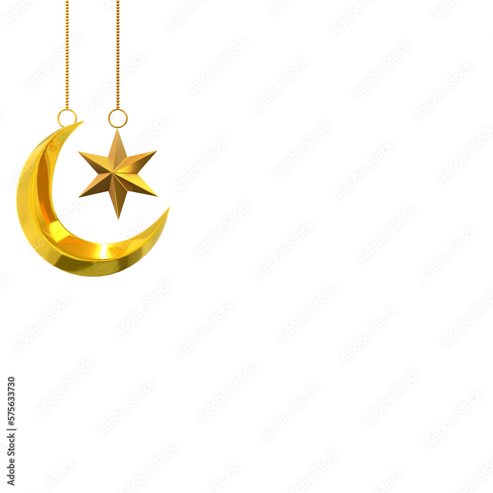 ramadan half moon with star luxury golden element isolated or ...