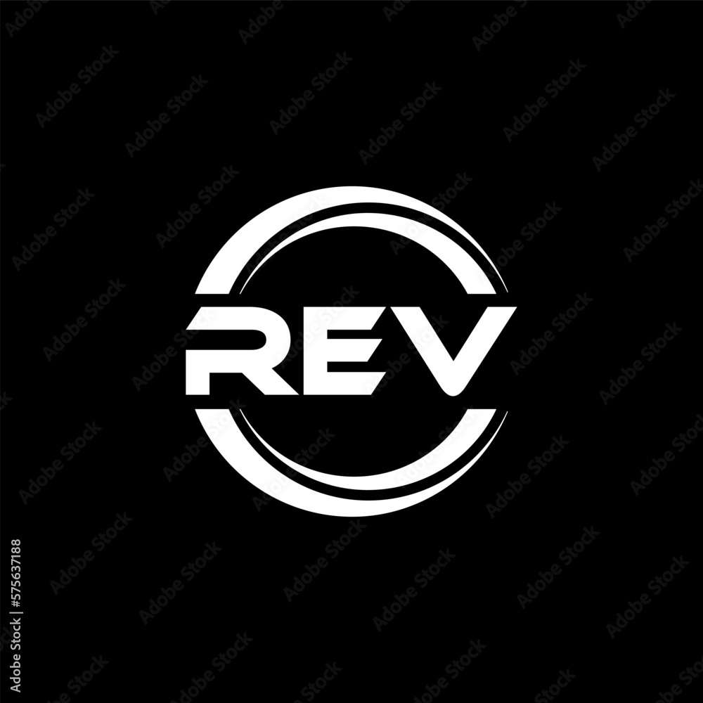 REV letter logo design with black background in illustrator, vector ...