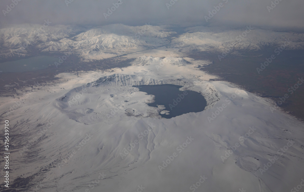 Amazing aerial view of Nemrut Crater Lake which is second largest ...