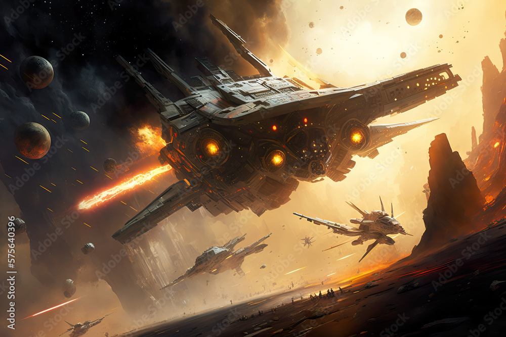 Interstellar Warfare: Epic Space Battle with Dynamic Spaceships ...