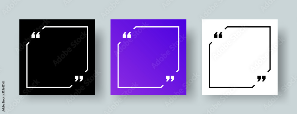 Quote Frames Blank Template Set. Modern Empty Quote Templates with Copy ...