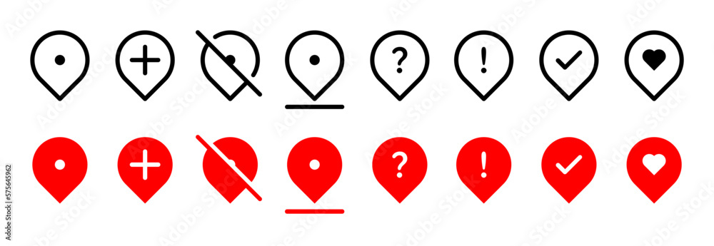 Location Pin Icon Set. Set of Location Pin Vector Icons With Editable ...
