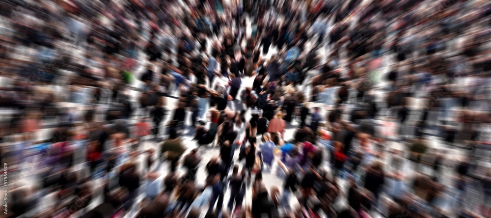 Faceless mass of people motion abstract illustration. Crowd of people ...