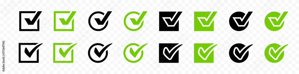 Check mark. Tick. Isolated vector check mark icon collection. Flat tick ...