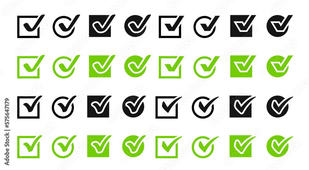 Check mark. Tick. Check marks big collection in simple flat design ...