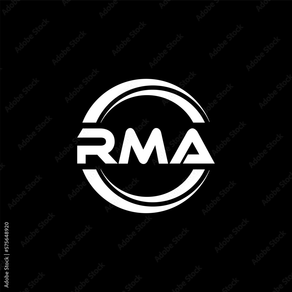 RMA letter logo design with black background in illustrator, vector ...