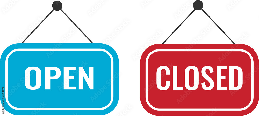 Vector Images of various signs open and closed on a transparent ...