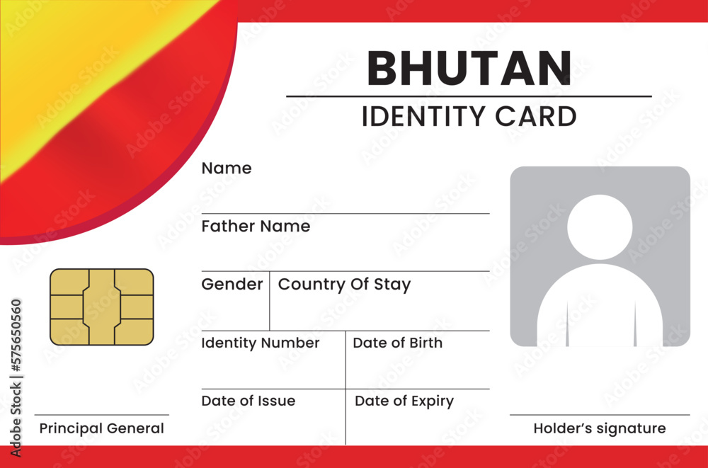 Bhutan Identity Card and National Identity Card Design Stock ...