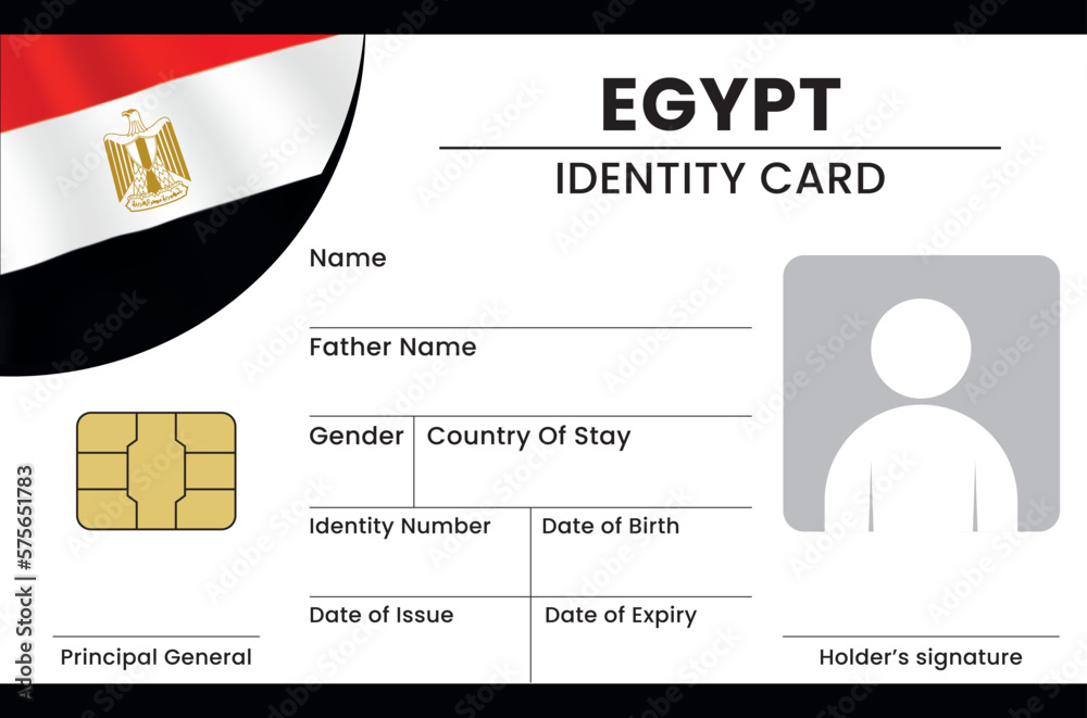 Egypt Identity Card and National Identity Card Design Stock Vector ...