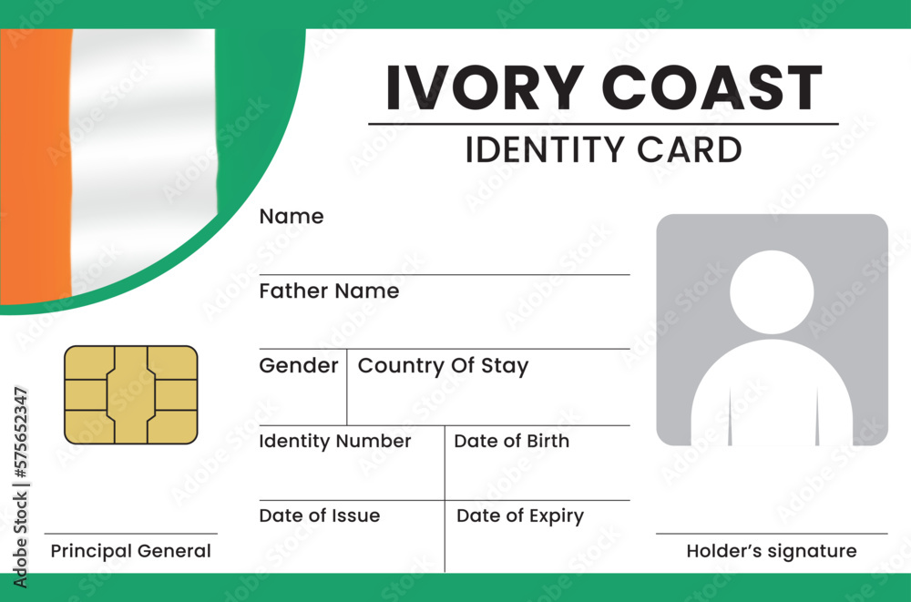 Ivory Coast Identity Card and National Identity Card Design Stock ...