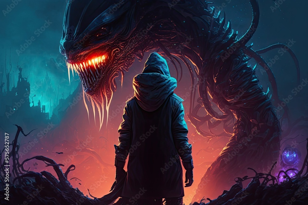 A terrifying alien with tentacles and a predator aesthetic ...