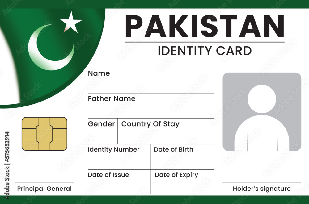 Pakistan Identity Card and National Identity Card Design Stock Vector ...