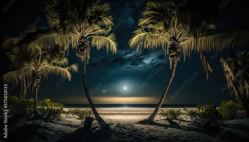 Beach Scenery At Night