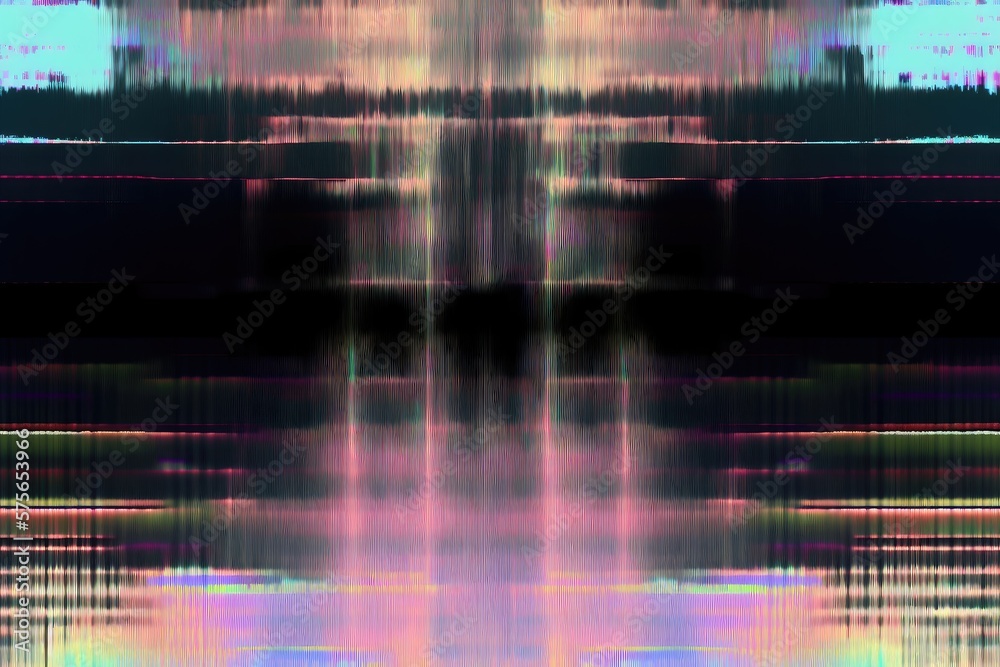 Cyberpunk TV Set Design with Digital Distortion and Pixelated Patterns ...