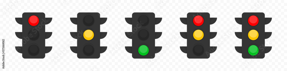 Traffic lights icons. Red green and orange traffic lights colors ...