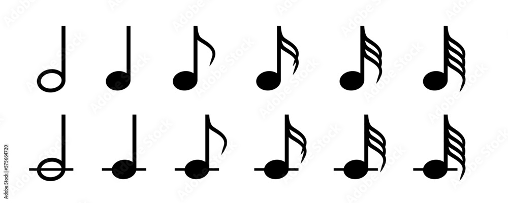 Vecteur Stock Musical notes shapes set. Music notes icons. Black ...