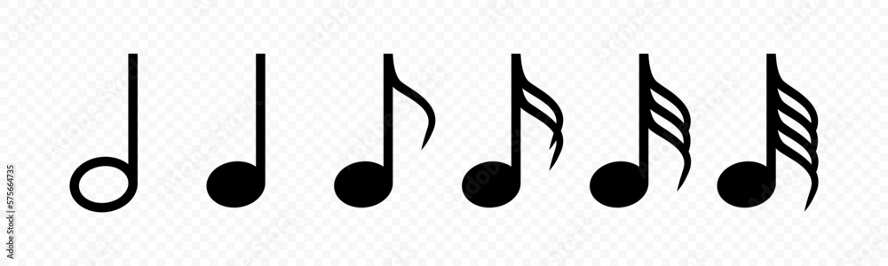 Vetor de Musical notes shapes set. Different notes. Music notes icons ...