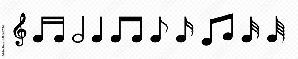 Vetor de Music notes icons. Black isolated music notes icon collection ...