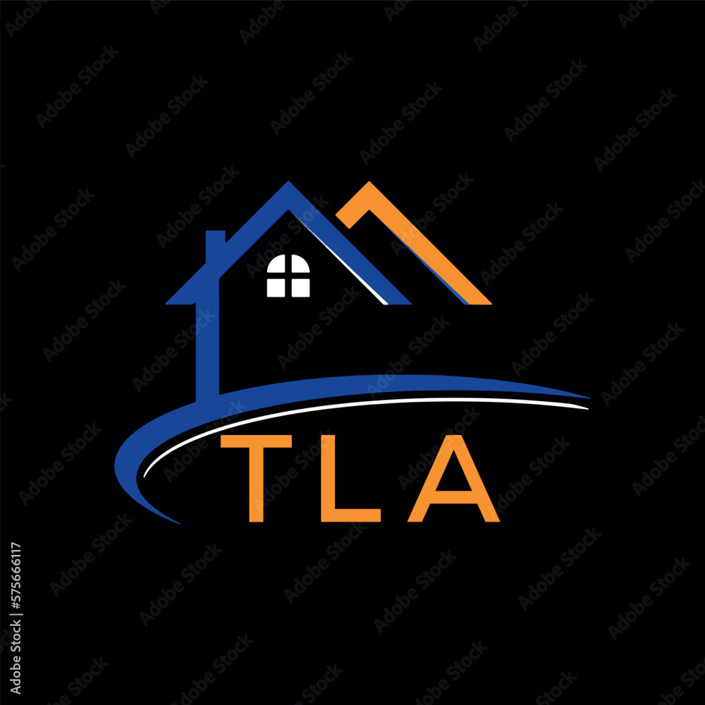 Vetor de TLA house logo, letter logo. TLA blue image on black ...