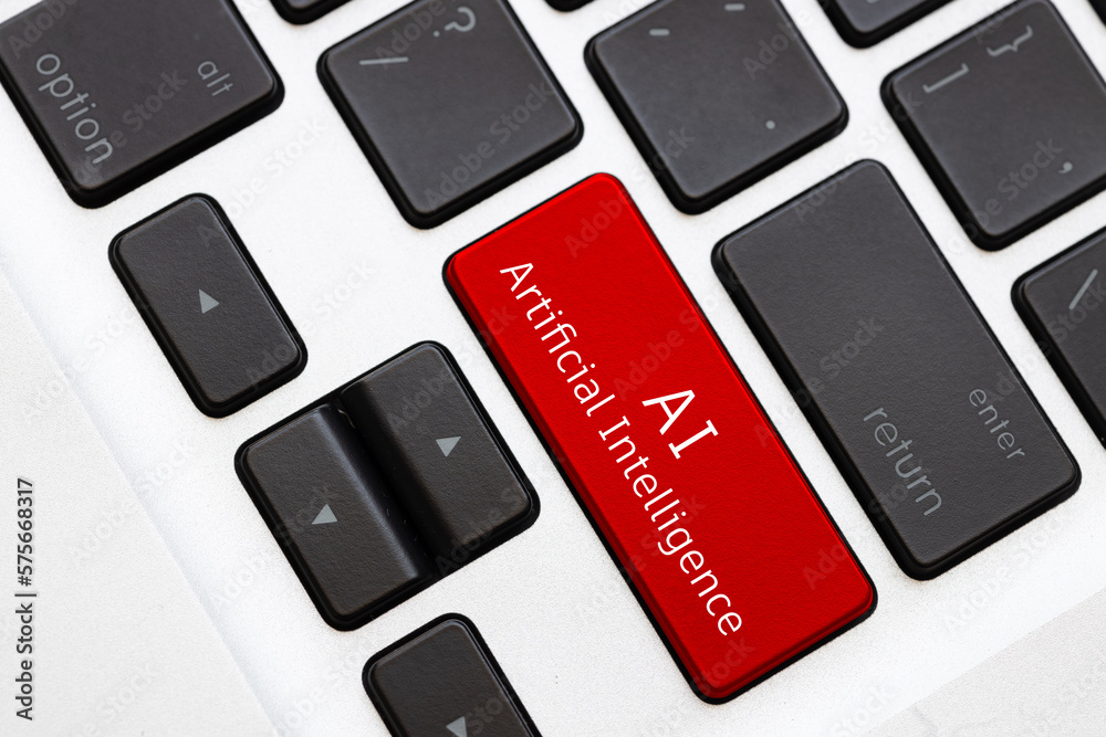 AI - Artificial Intelligence word text on computer keyboard. Auto smart ...