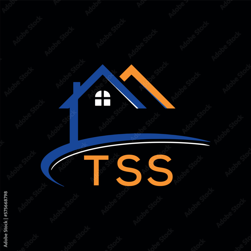 Vetor de TSS house logo, letter logo. TSS blue image on black ...