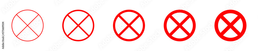 Vetor de Restriction sign set. Red crossed restriction sign ...