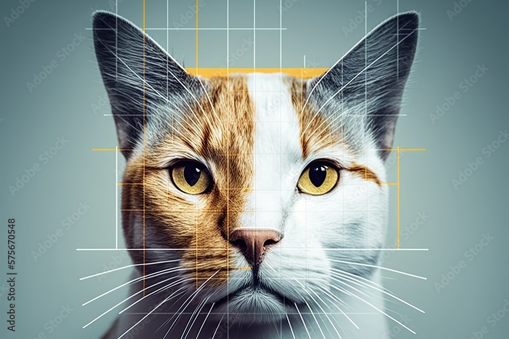 cat with face recognition grid, concept of Face Recognition, created ...