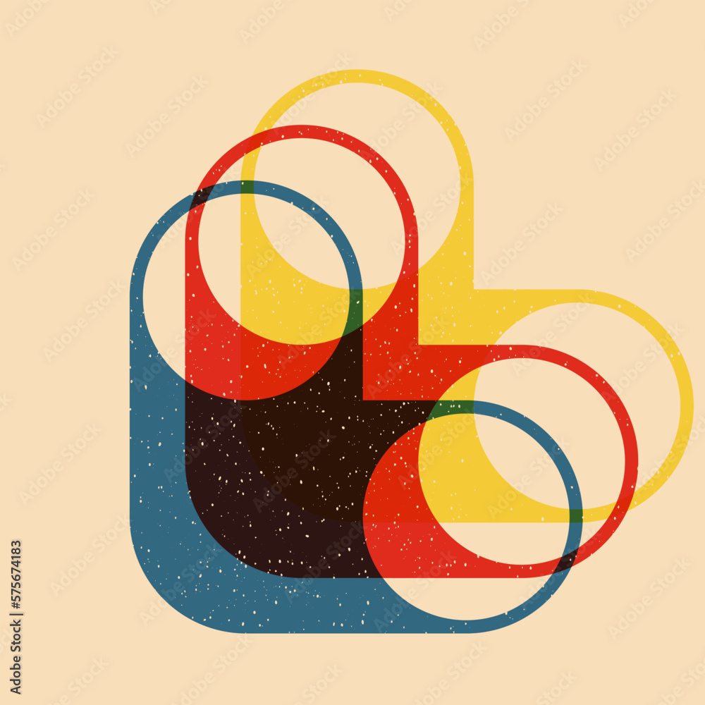 Geometric object with riso print effect. Vector. Graphic element for ...