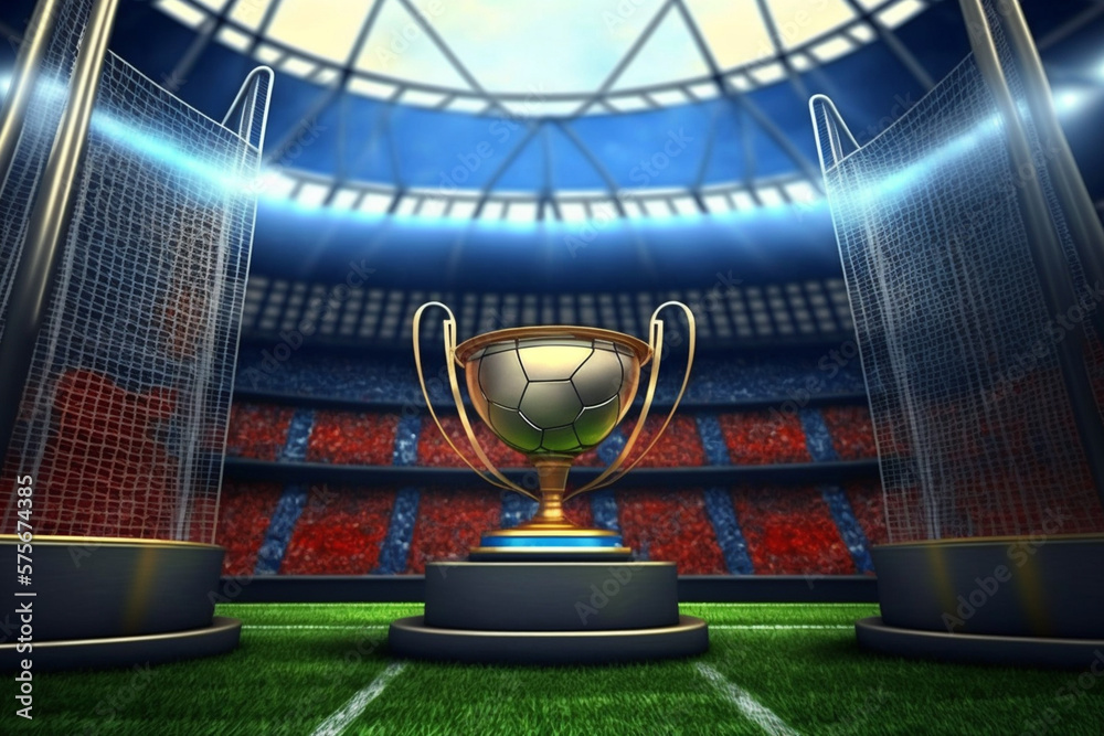 Sport Backgrounds. 3D illustration of the Soccer stadium with ball and ...